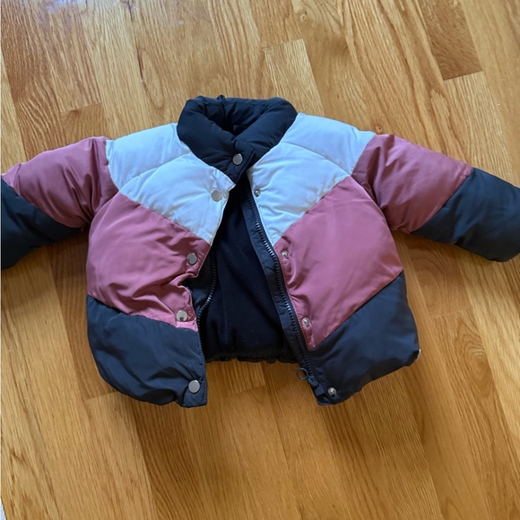 Zara | Jackets & Coats | Zara Kids Colorblock Puffer Jacket Pink White ...